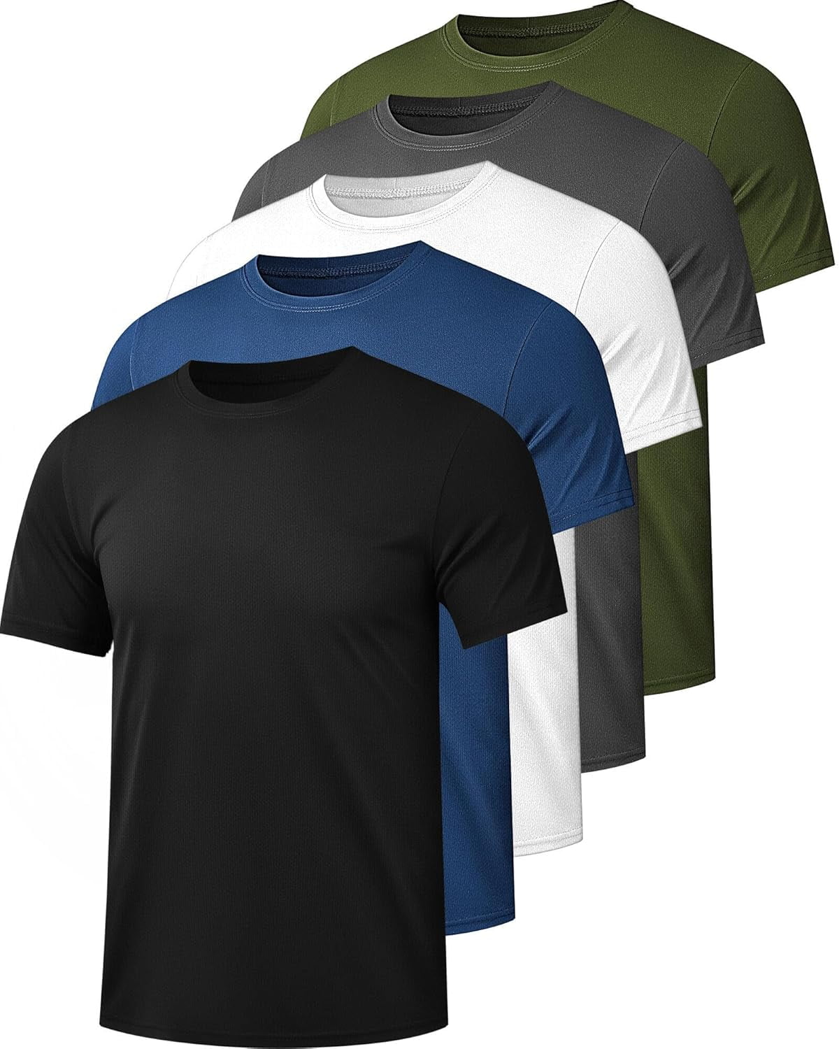 5 Pack Mesh Workout Shirts for Men Dry Fit Gym Shirts Quick Dry Athletic Short Sleeve T-Shirt ...