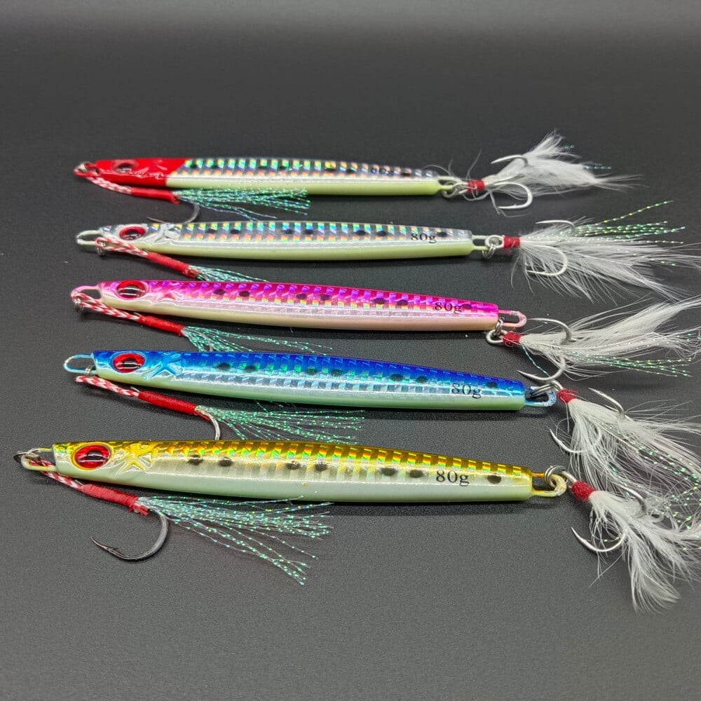 5 Pack Metal Jig Lure Shore Casting Spoon Jigging Bass Saltwater ...