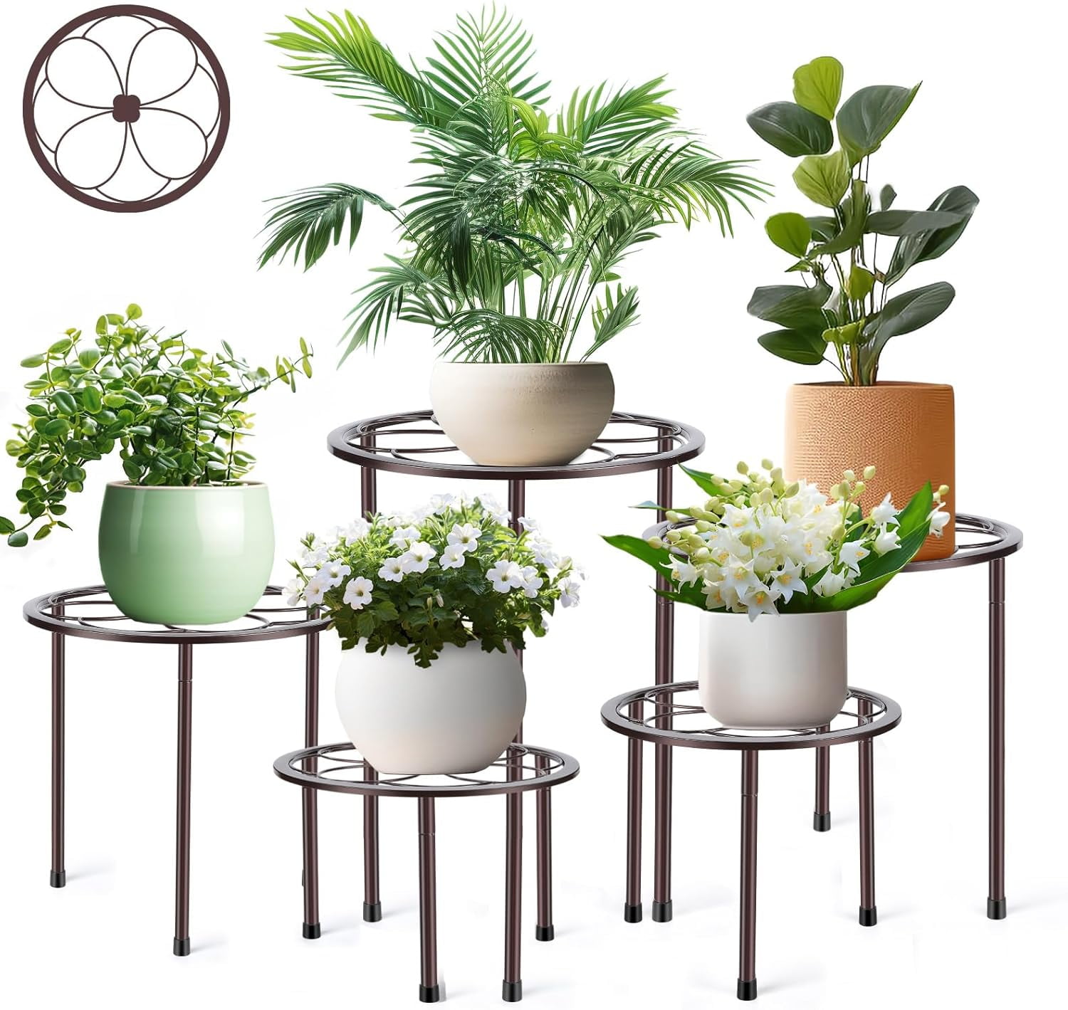 5 Pack Metal Plant Stand, Anti-Rust Iron Plant Stands for Indoor and ...