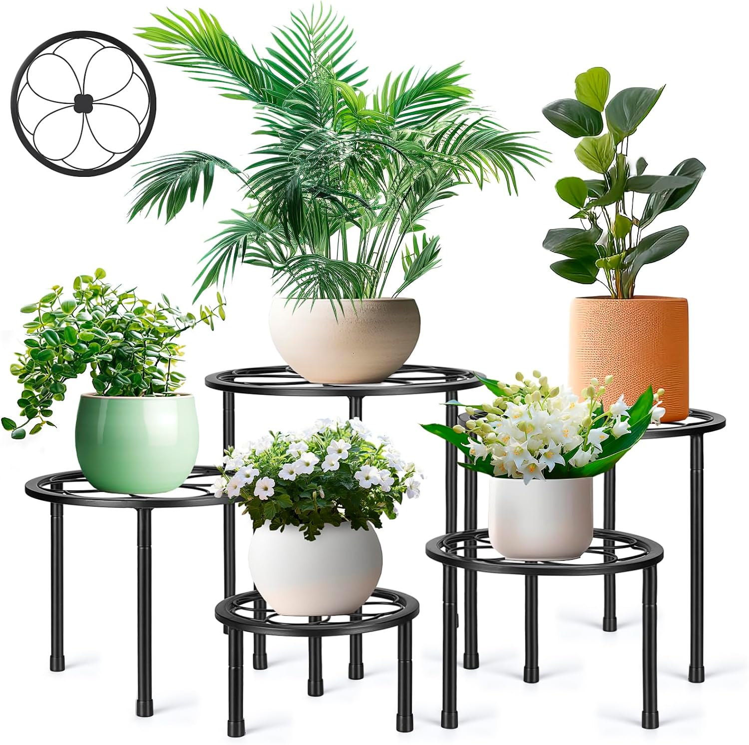 5 Pack Metal Plant Stand, Anti-Rust Iron Plant Stands for Indoor and ...