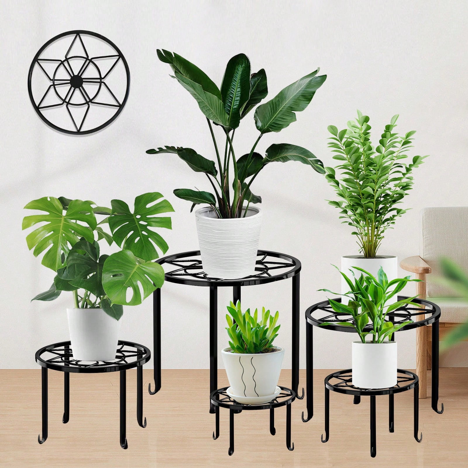 5 Pack Metal Plant Stand For Outdoor Indoor Plants, Heavy Duty Flower ...