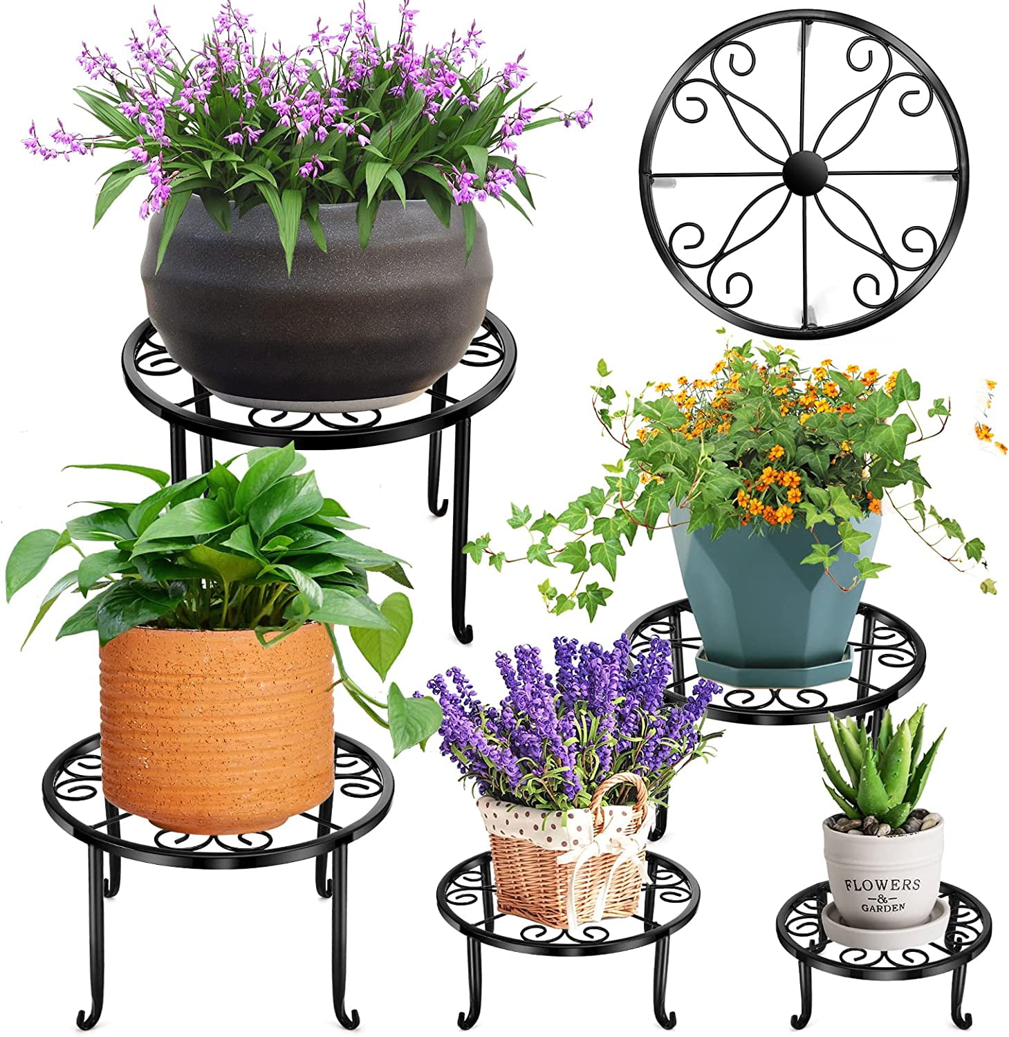 Walmart 5 Pack Multipurpose Metal Plant Stand Holder for Indoor/Outdoor ...