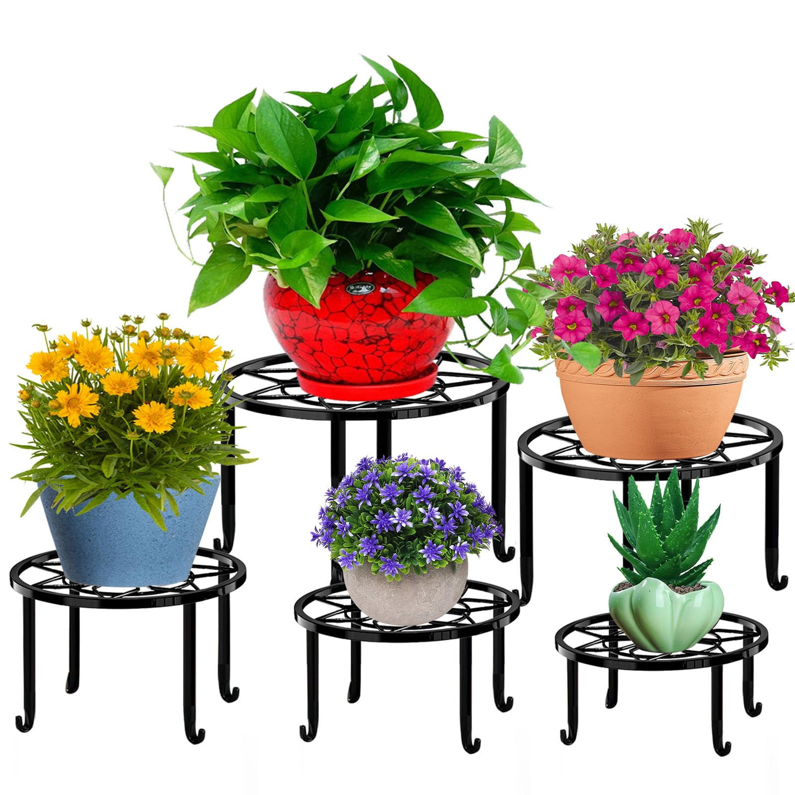 5 Pack Metal Plant Stands,Heavy Duty Potted Holder for Flower Pot ...