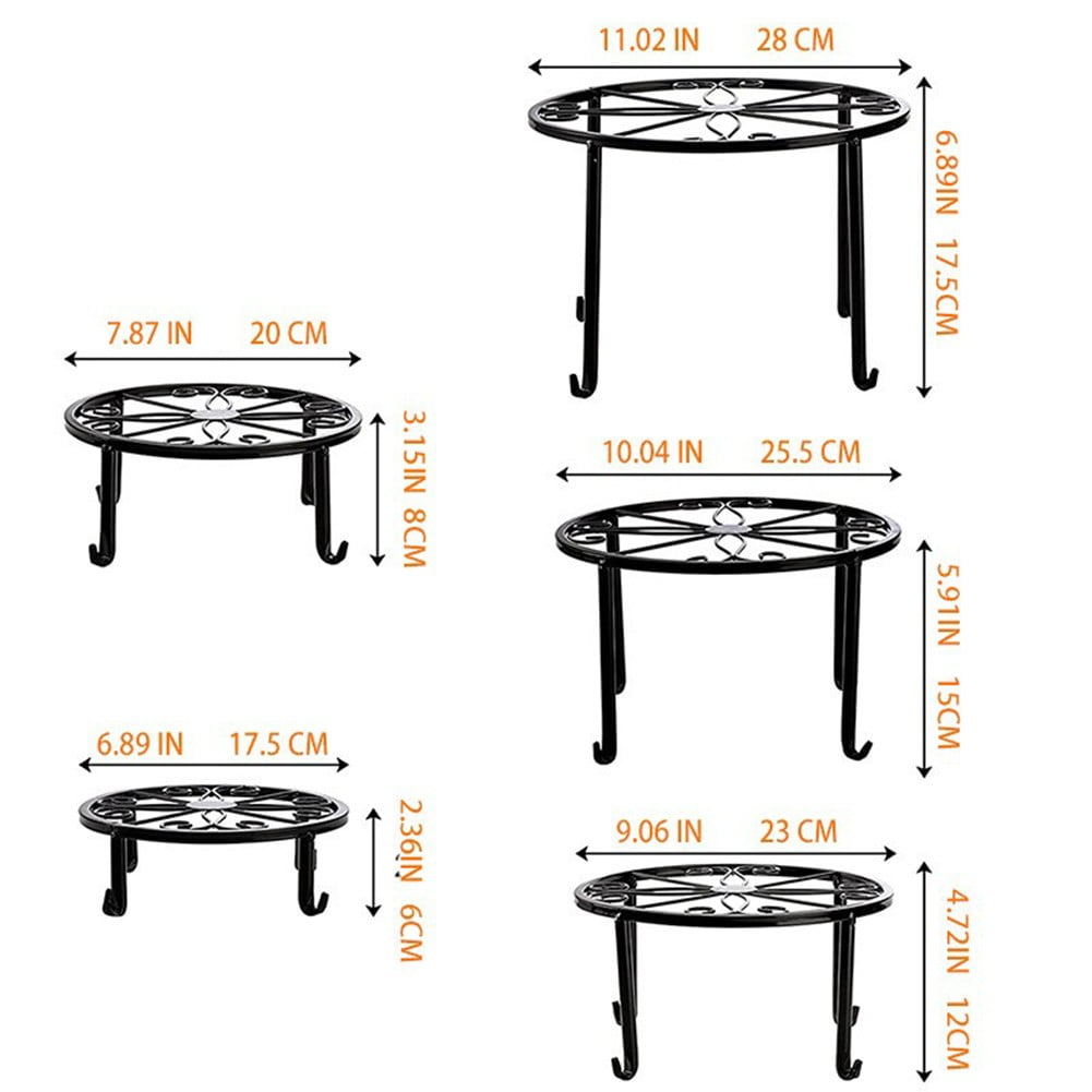 5-Pack Metal Plant Stands In 5 Sizes To Suit Different Pot Sizes (Black ...