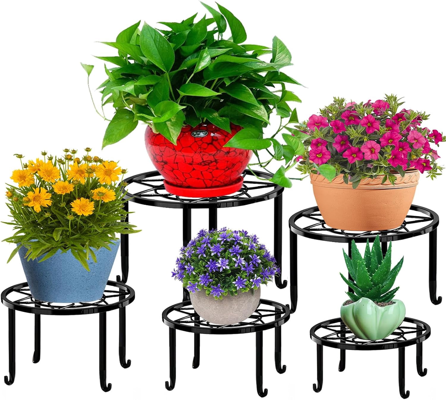 5 Pack Metal Plant Stands for Multiple Plant,Heavy Duty Flower Pot ...