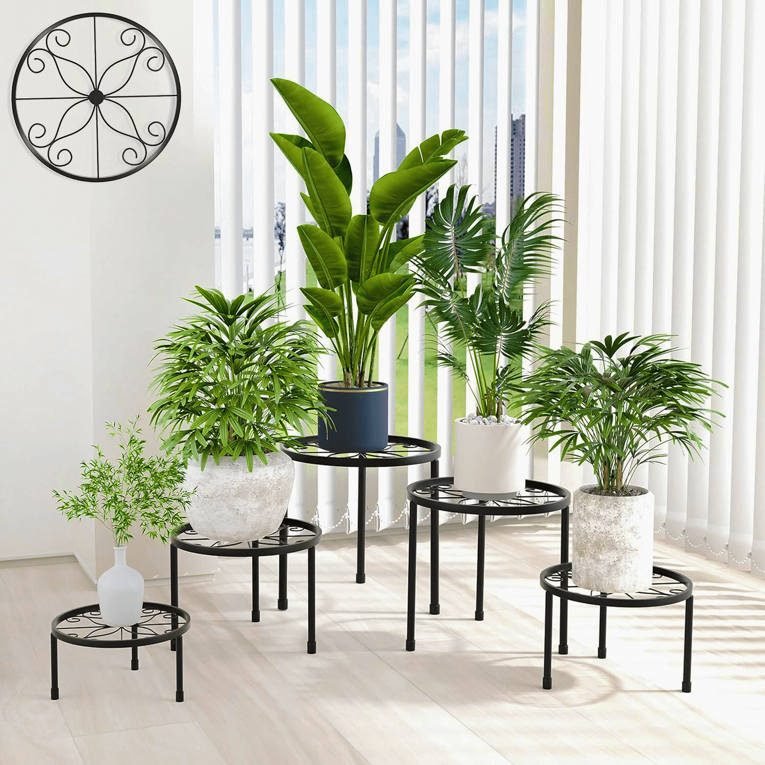 5 Pack Metal Plant Stands, Removable Flower Pot Stands Plant Stand ...