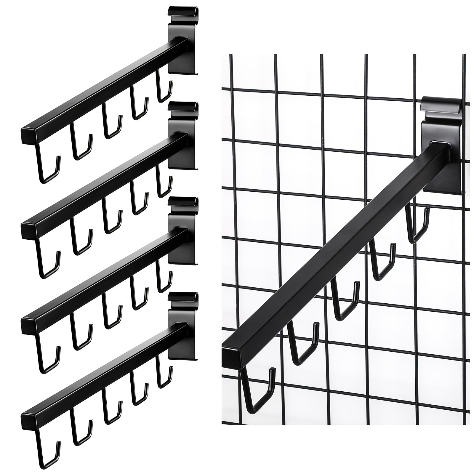 5-Pack Metal Wire Grid Waterfall Display - Curved Wall-Mounted Fixture ...