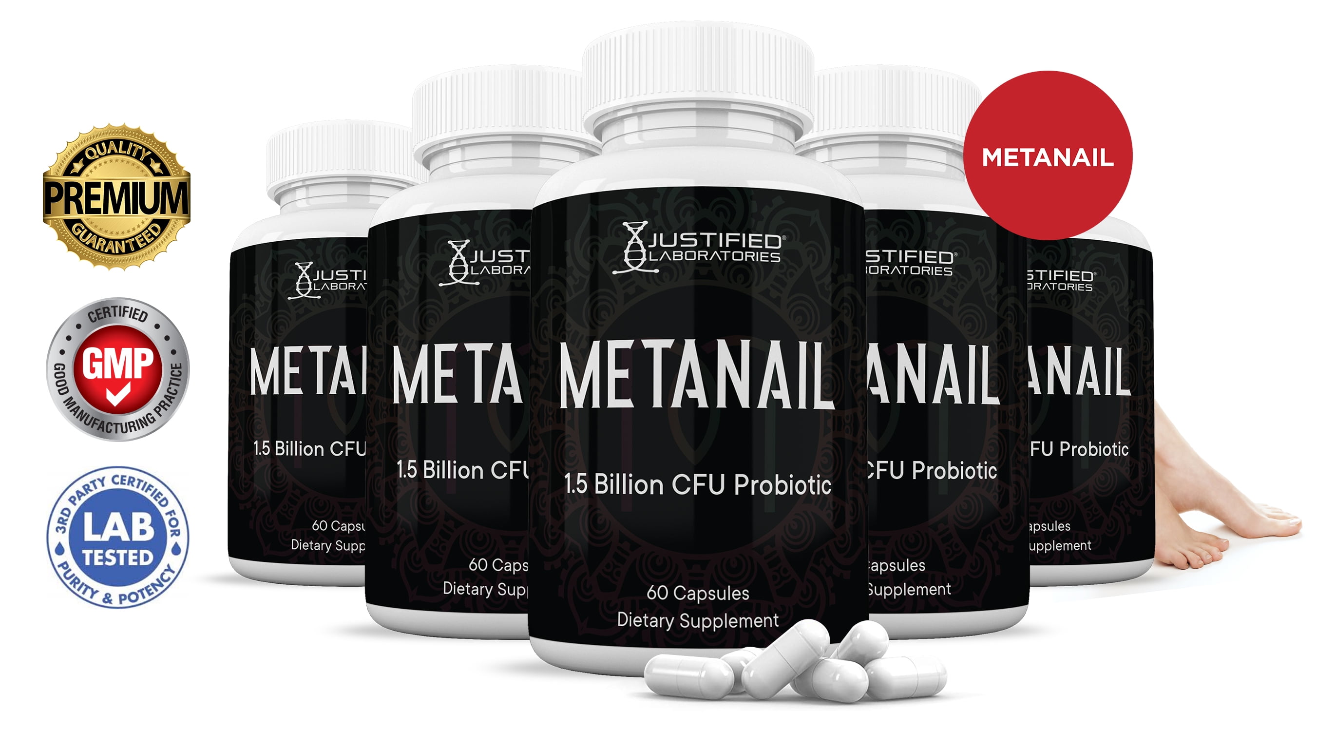 (5 Pack) Metanail 1.5 Billion CFU Probiotic Nail Support 300 Capsules ...
