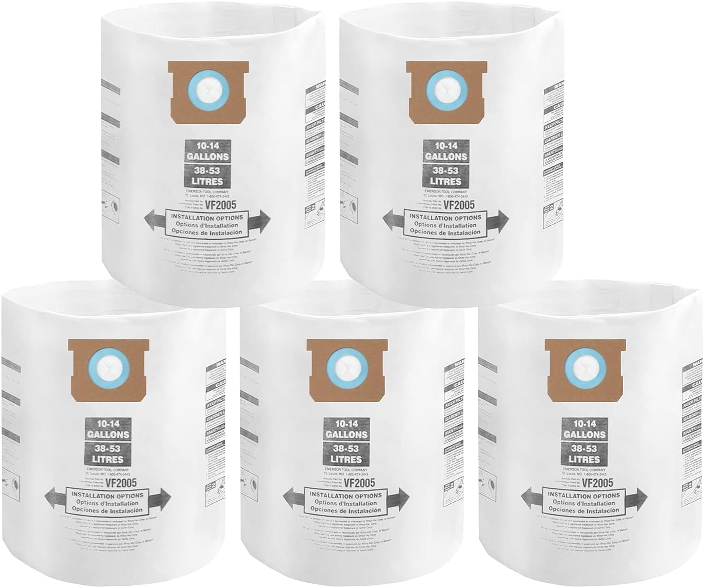 5 Pack Micro Shop VAC Bags 2-2.5 Gallon, Type B 90668 9066800 9066833 ...
