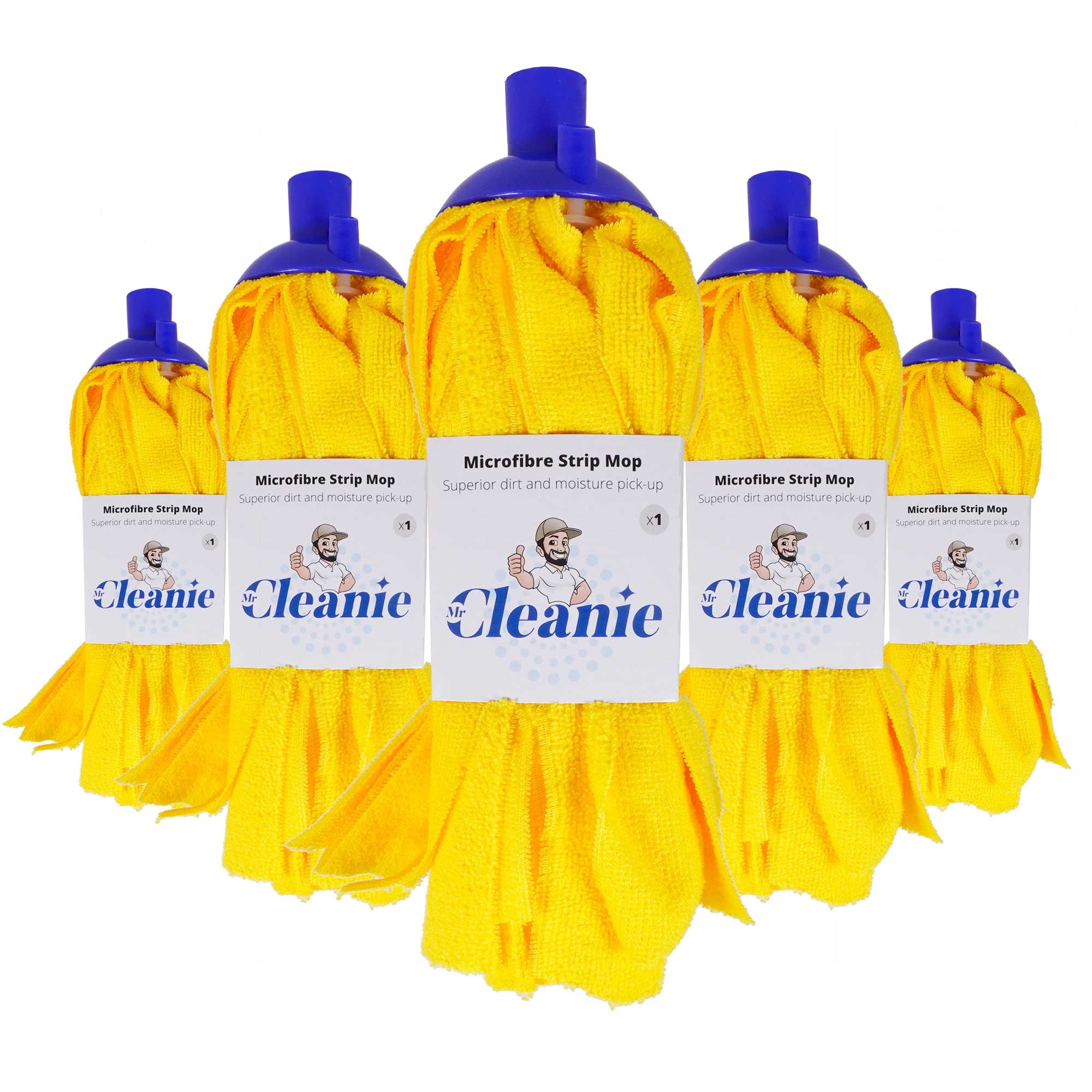 5 Pack. Microfibre Strip Mop - Superior dirt and moisture pick - up ...