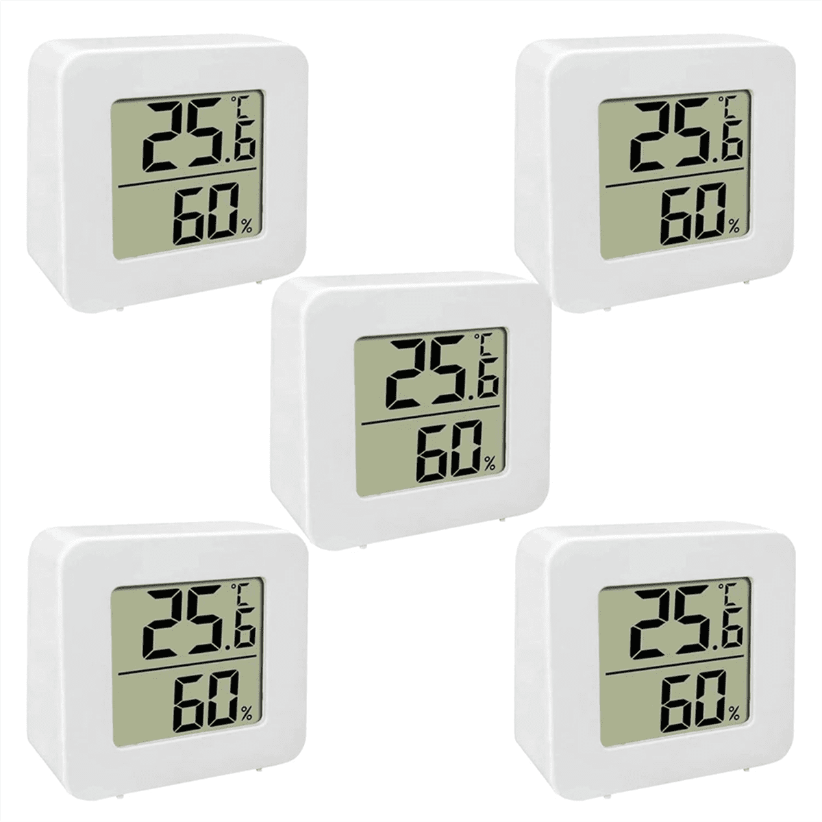 5 Pack Mini Digital LCD Display Temperature Humidity Meter Sensor Wall ...