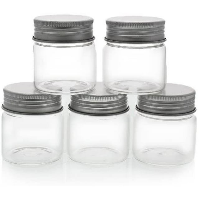 5 Pack Mini Wide Containers, 1.7 oz Tiny Glass Jars with Lids for DIY ...