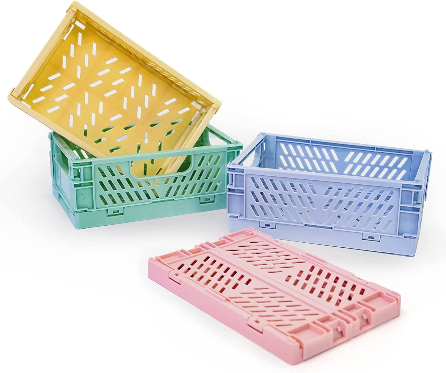 5 Pack Mini Plastic Baskets for Organizing and Storage, Collapsible ...