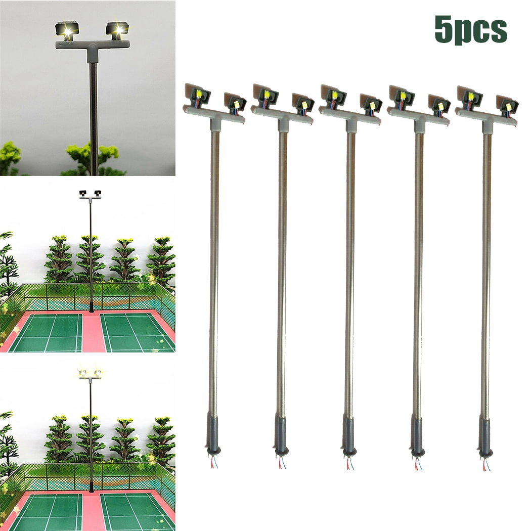 5 Pack Model Railway Yard Lights Twin LED Lights OO 00 Gauge Floodlight ...