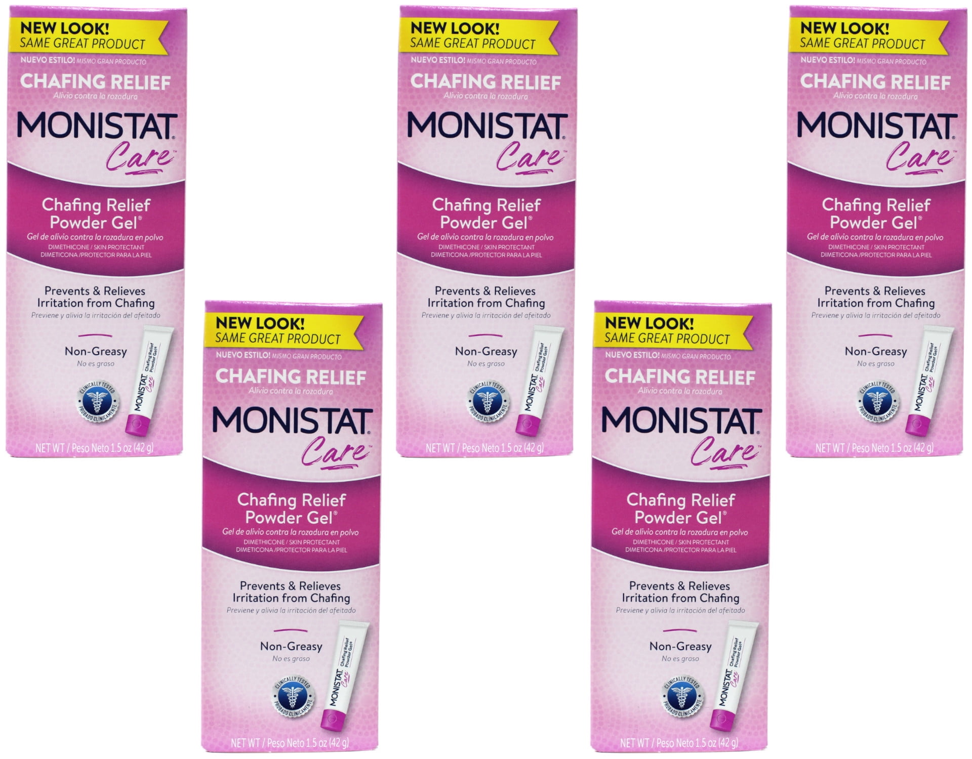 Monistat Anti-Chafing Care Relief Powder-Gel, 1.5-Ounce Tube, 5 Pack ...