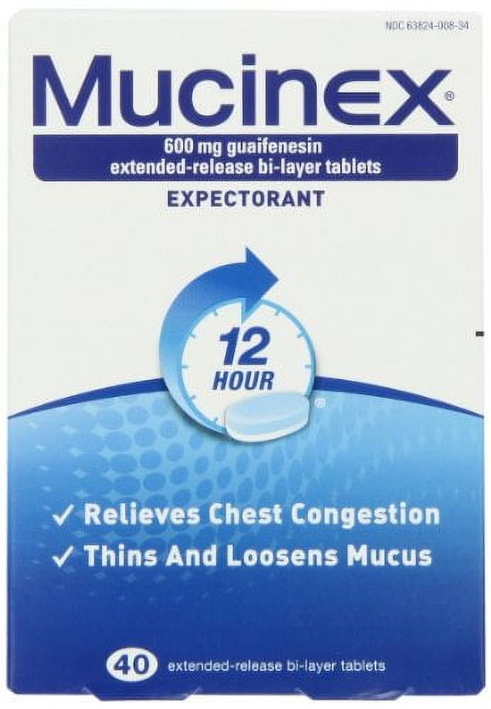 5 Pack - Mucinex 12-Hour Chest Congestion Expectorant Tablets, 40 Each ...