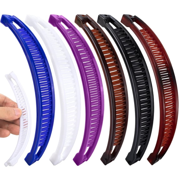 5 Pack Multicolored Vintage style Large Banana Hair Clip Double Comb ...