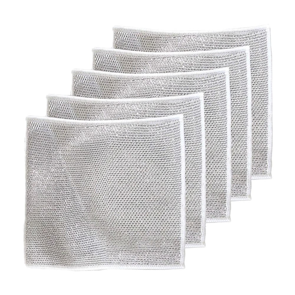 5 Pack Multifunctional Non-Scratch Wire Dishcloth, Silver Wire Mesh ...
