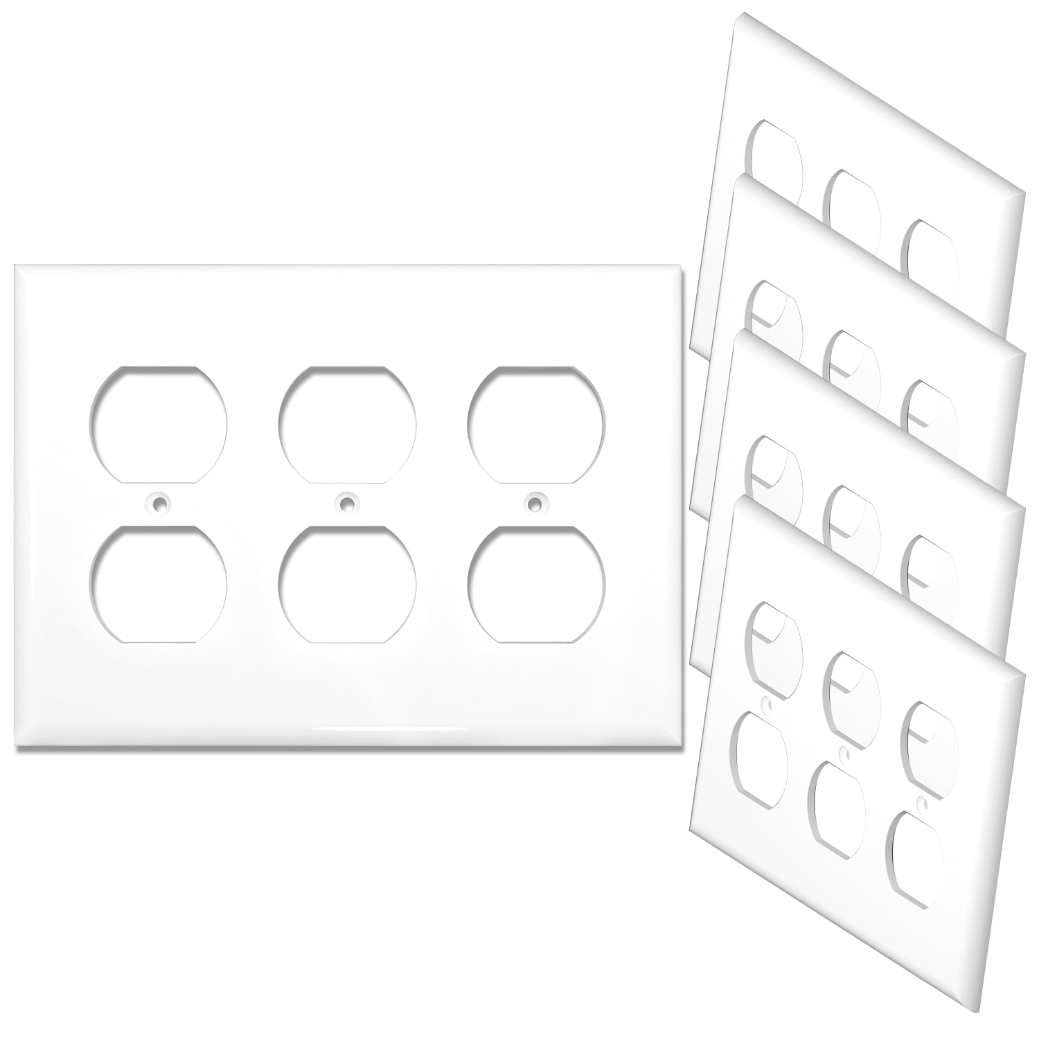 [5 Pack] NEU 3-Gang Duplex Receptacle Outlet Switch Cover Mid-Size Wall ...