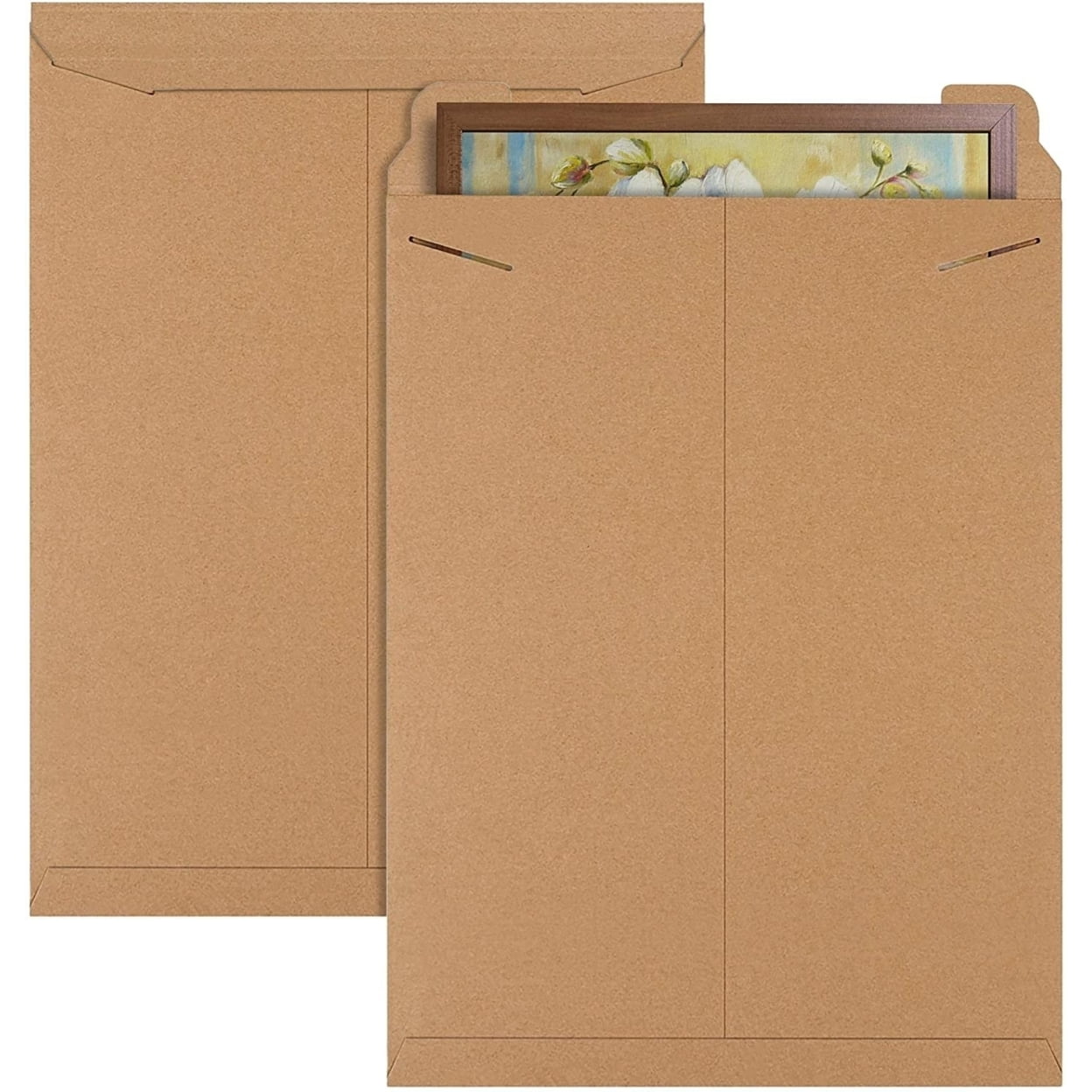 5 Pack Natural Brown Tab-Lock Paperboard Rigid Mailers 18" x 24" Stay ...