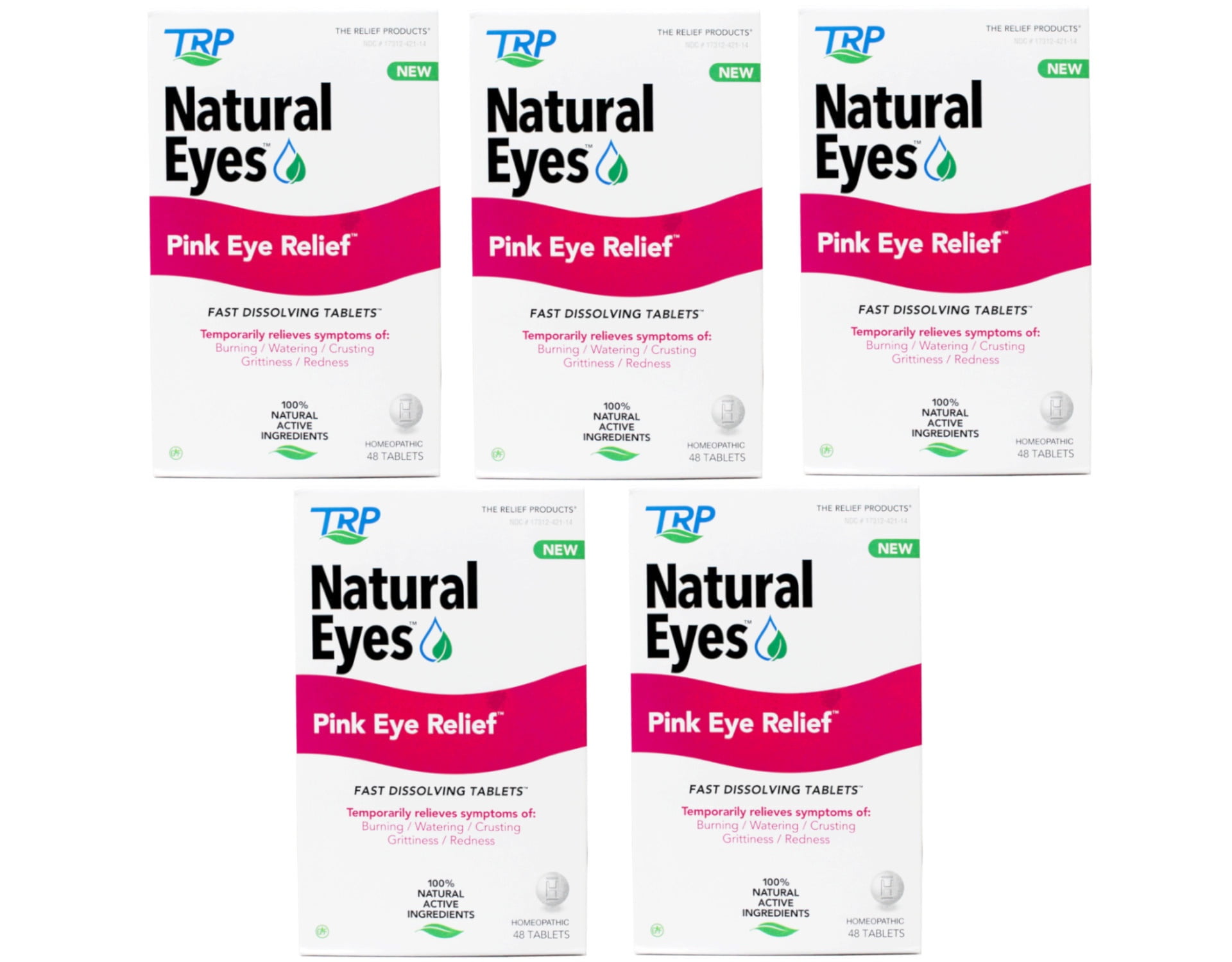 5 Pack - Natural Eyes Pink Eye Relief Fast Dissolving Tablets ...