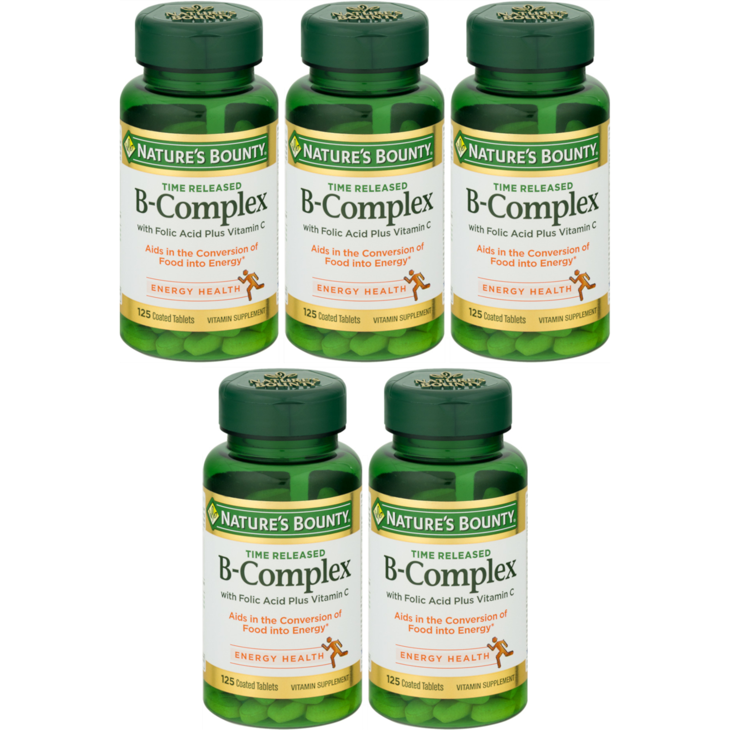 5 Pack - Nature's Bounty B-Complex with Folic Acid plus Vitamin C ...