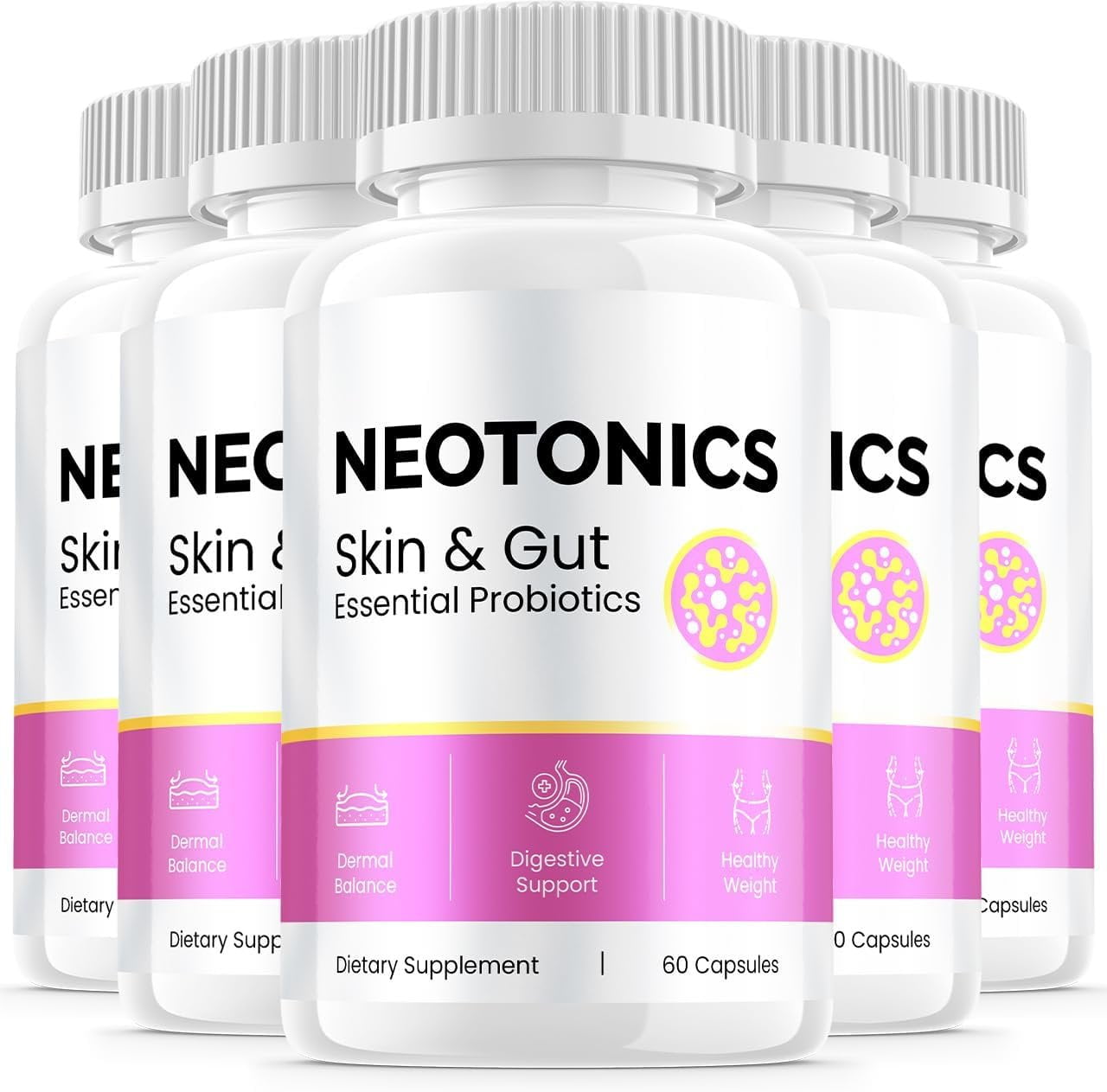 Neotonics Advanced Skin & Gut Health Supplement - 5 Pack, 300 Capsules ...