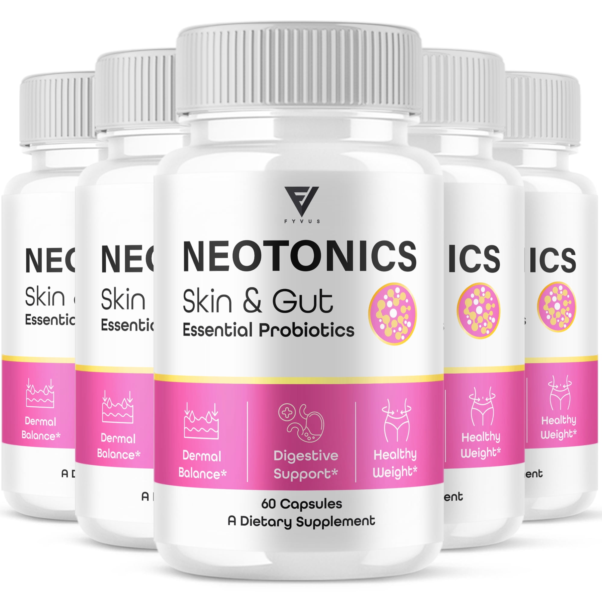 (5 Pack) Neotonics Skin and Gut Probiotics Neo Tonics Supplement (300 ...