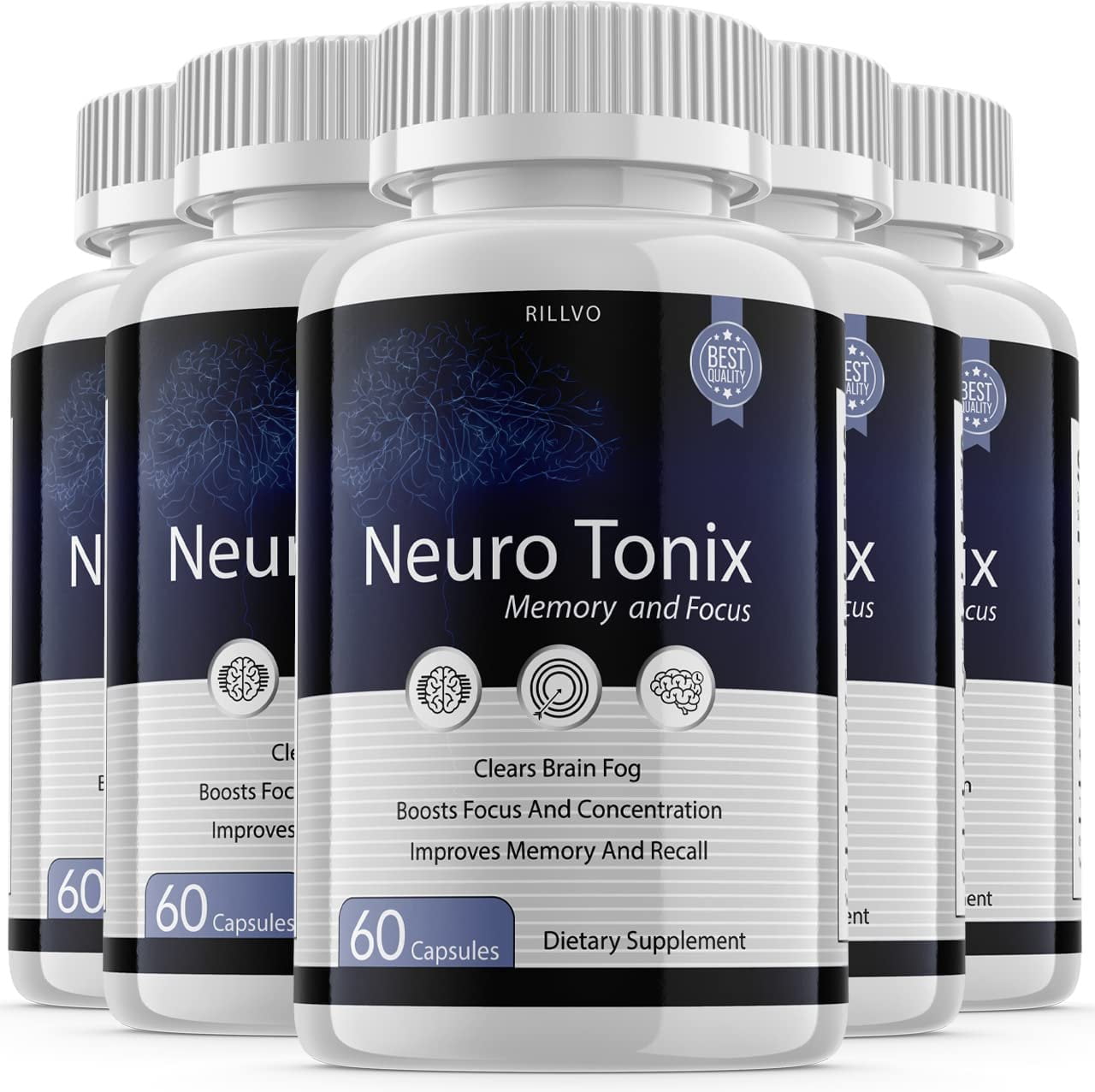 Neuro Tonix - 5 Pack Memory & Focus Supplement Probiotic Tablets, Brain ...