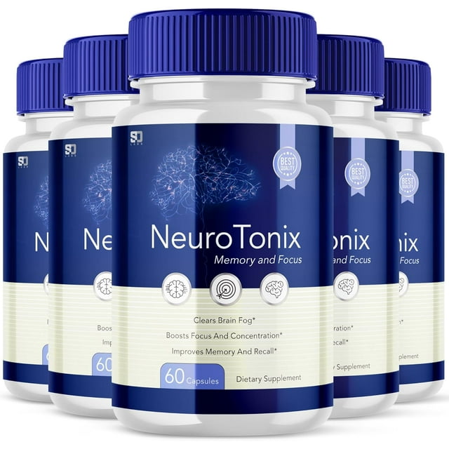 NeuroTonix Natural Brain Pills (5 Pack) - Memory Booster & Cognitive ...