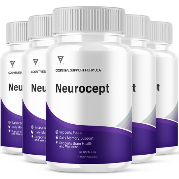 (5 Pack) Neurocept Brain Supplement Neuro Cept Premium Memory Capsules ...