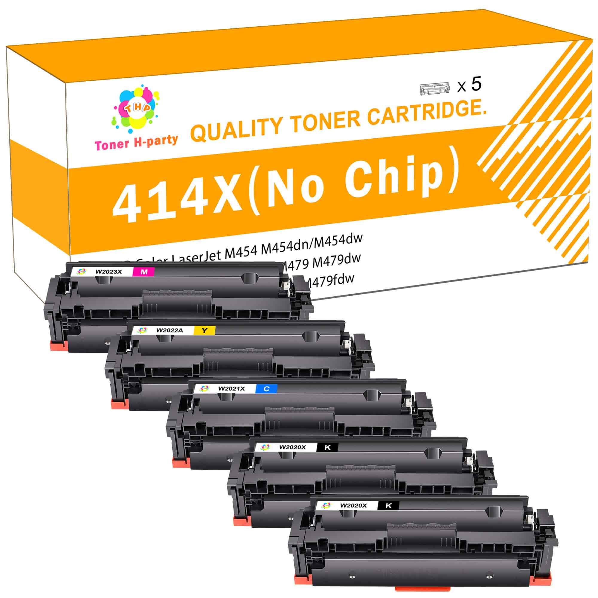 5 Pack (No Chip) 414X 414A Toner Cartridge Replacement Compatible for ...