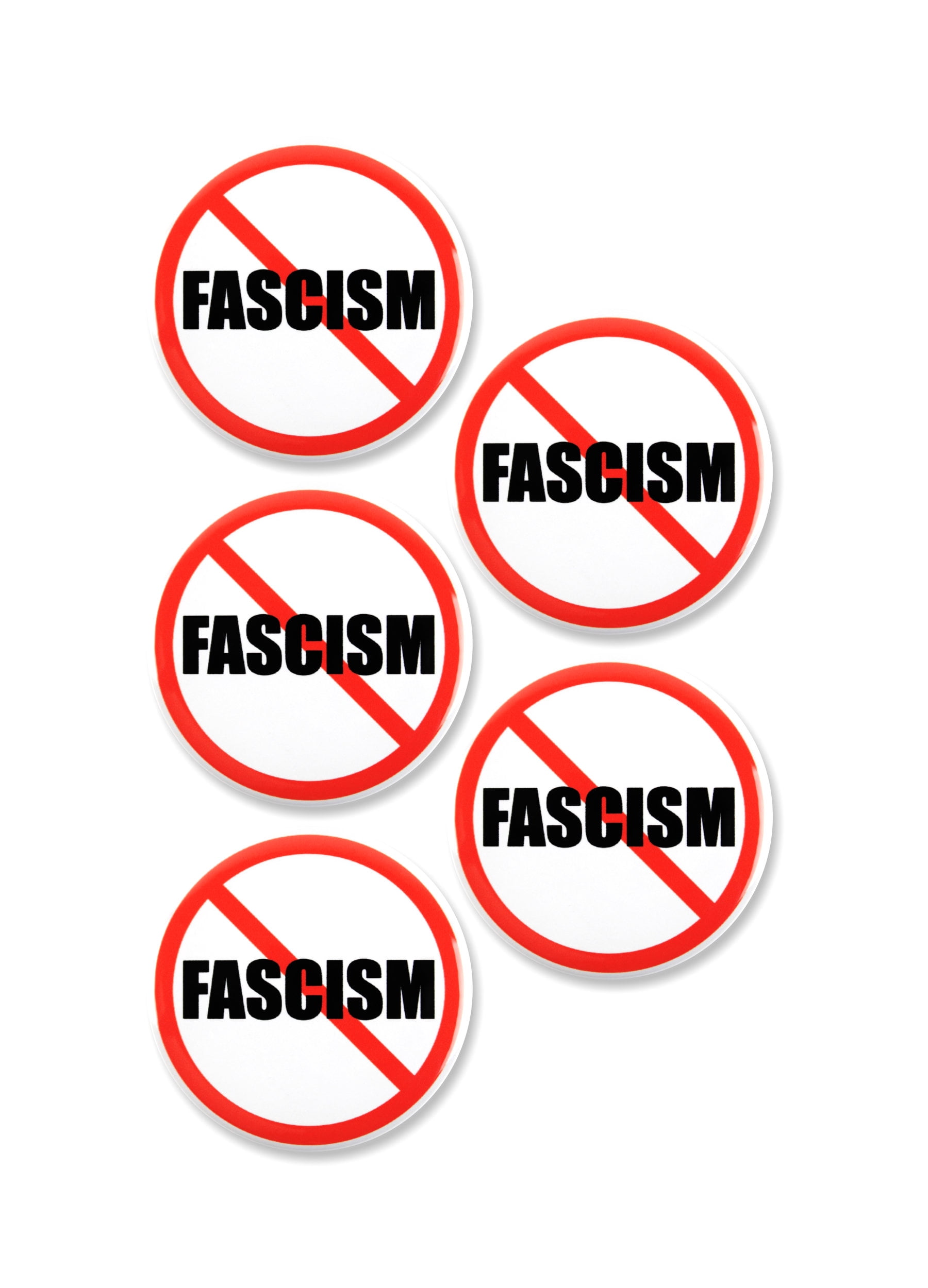 5 Pack - No Fascism Red Slash Political Activism Protest Pinback ...