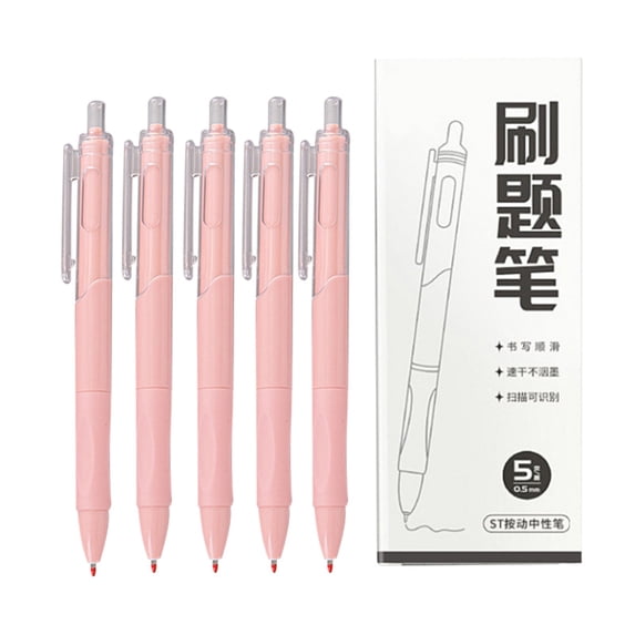 5 Pack No Smear 0.5mm Black Smooth Writing Gel Pens With Multicolor ...