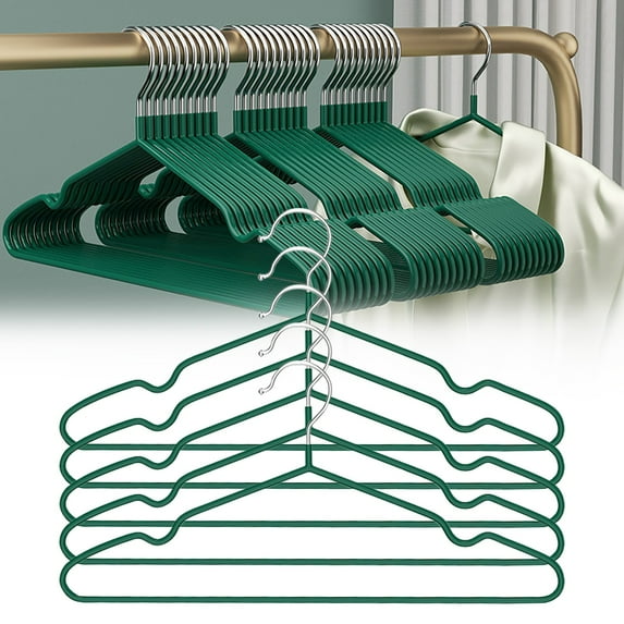5-Pack Non-Slip Clothes Hangers with Trouser Clips, Gray-White-Green ...