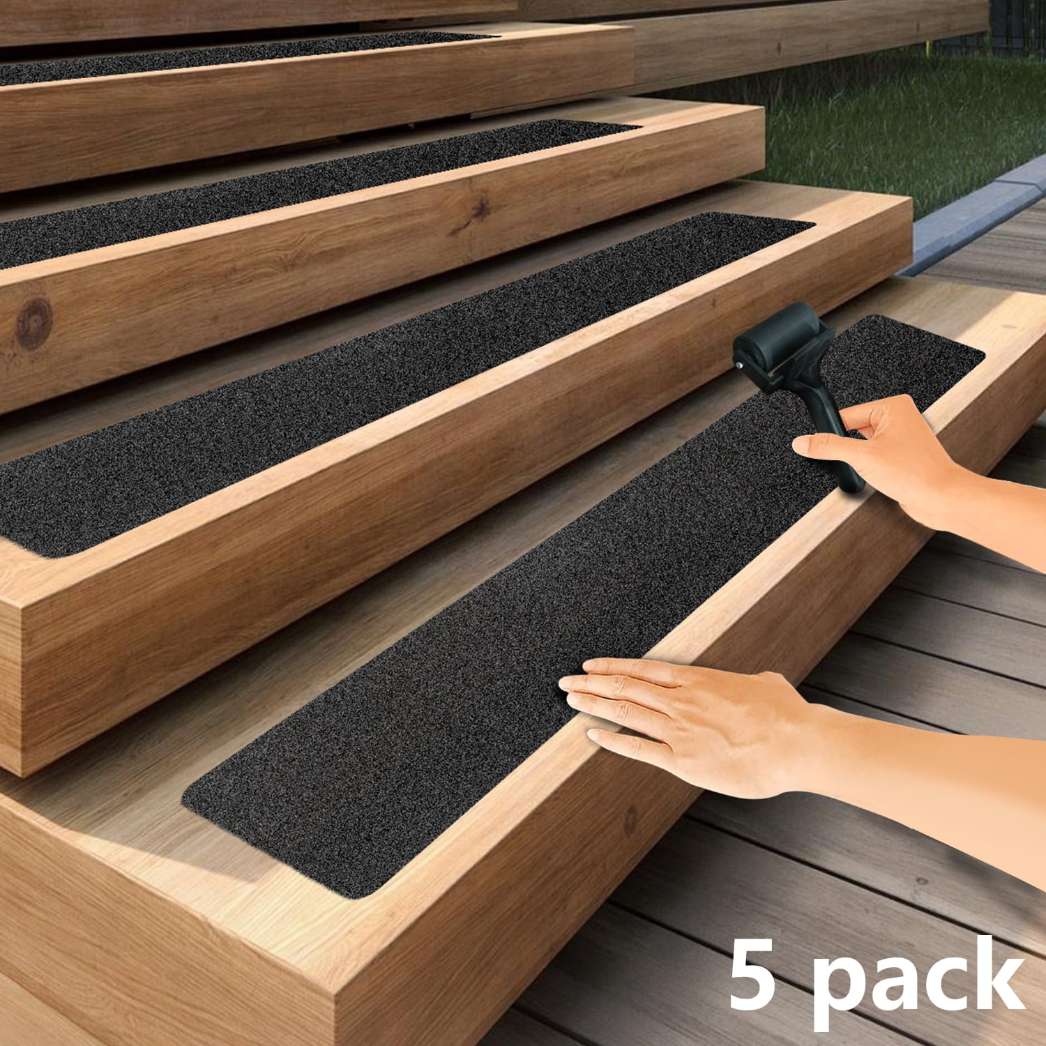 5 Pack Non-Slip Outdoor Stair Treads - 6‘ X 24’ Grip Tape Adhesive ...