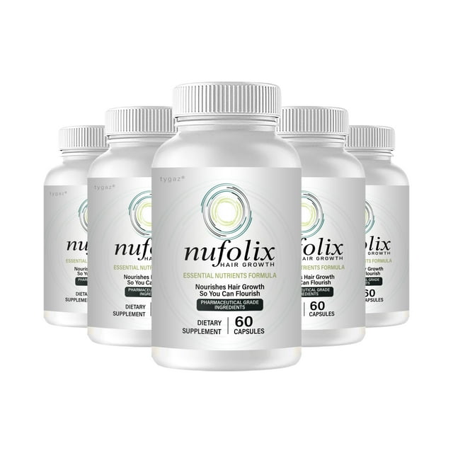 Nufolix Advanced Hair Growth Supplement Capsules, Dietary Beauty Aid, 5 ...