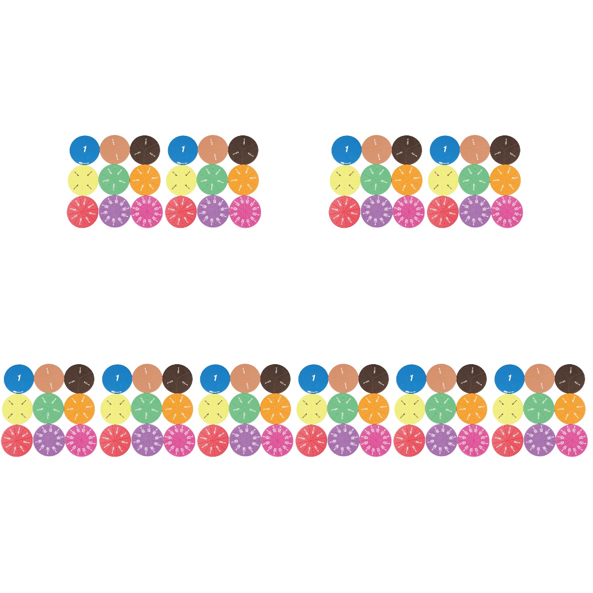 5 Pack Number Fractions Circles Early Educational Plaything Child ...