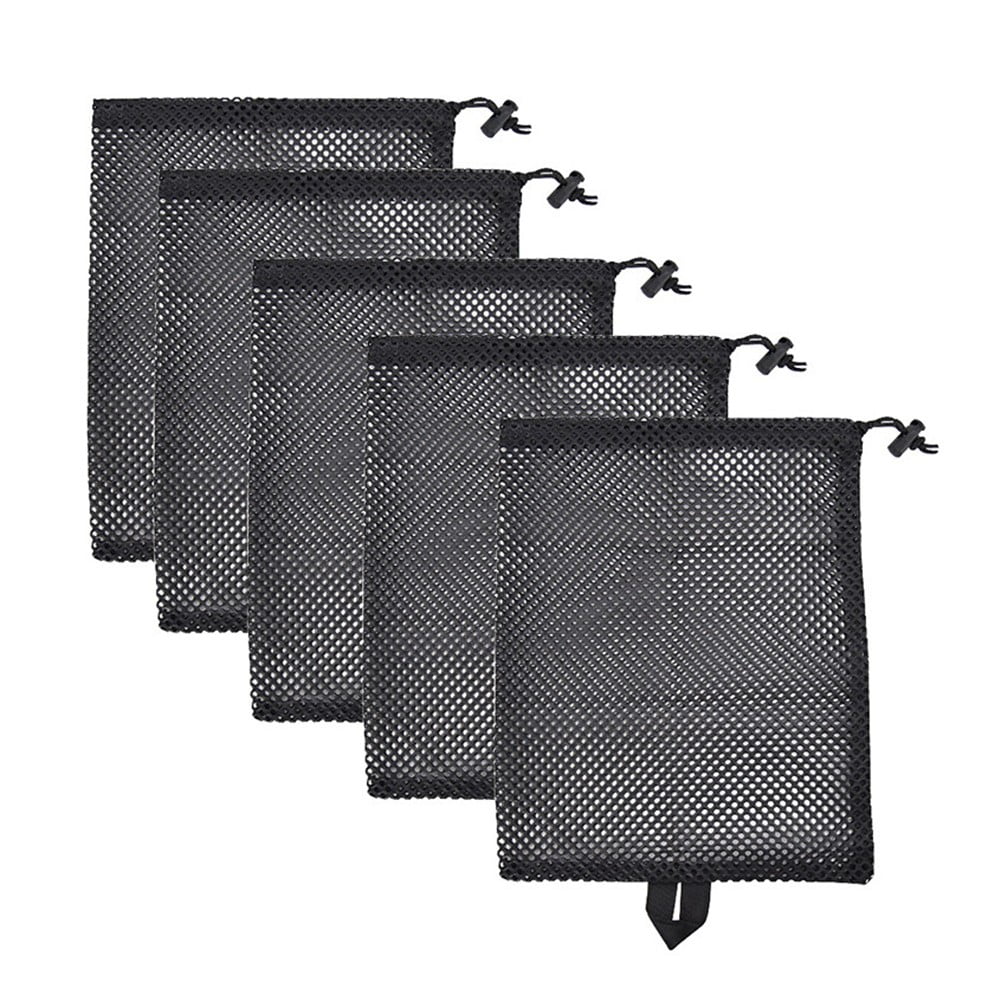 5 Pack Nylon Mesh Drawstring Storage Bags Multifunctional Home Outdoor ...