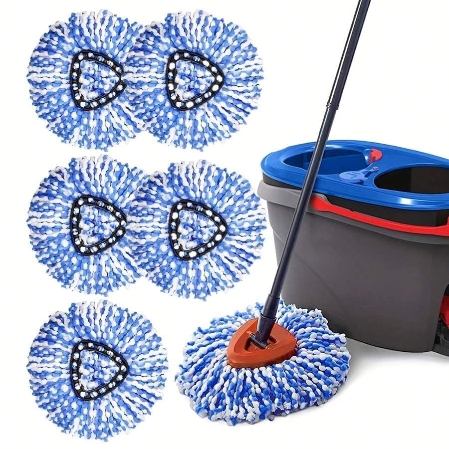 5-Pack O-Cedar Spin Mop Head Replacement - For Dual Trough Cleaning ...