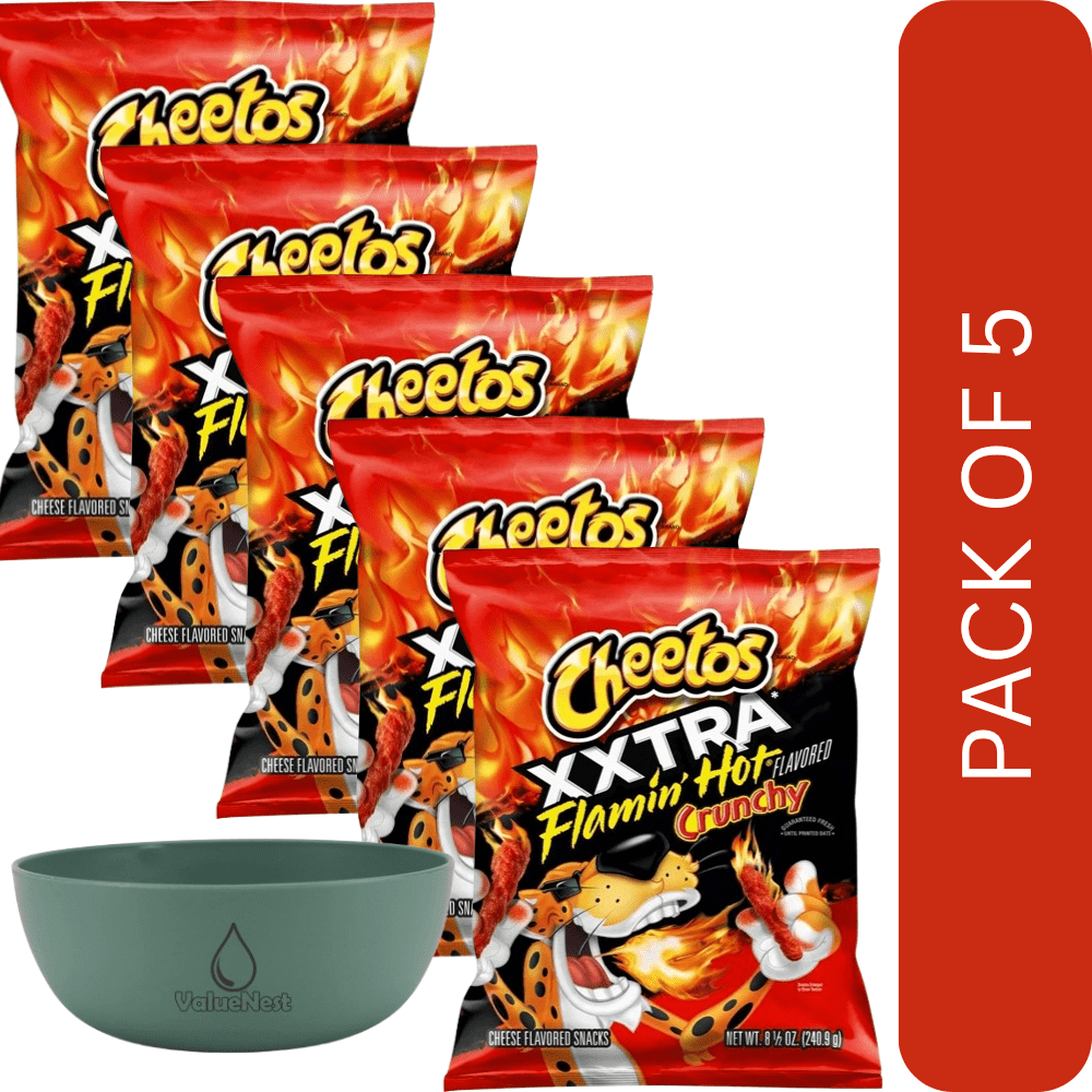 5 Pack Of Cheetos Crunchy XXTRA Flamin’ Hot Cheese Snack – 8.5 oz Bag ...