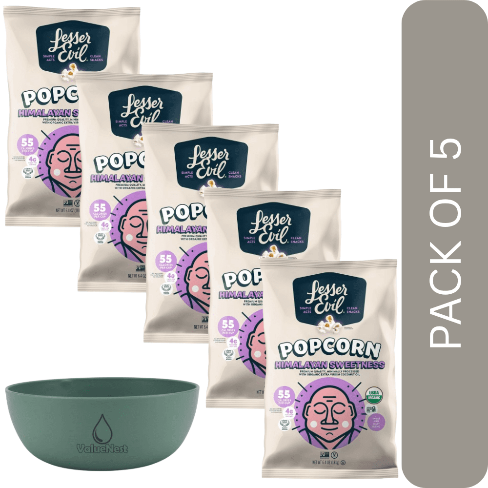5 Pack Of LesserEvil Organic Himalayan Sweetness Popcorn – 6.4 oz Sweet ...