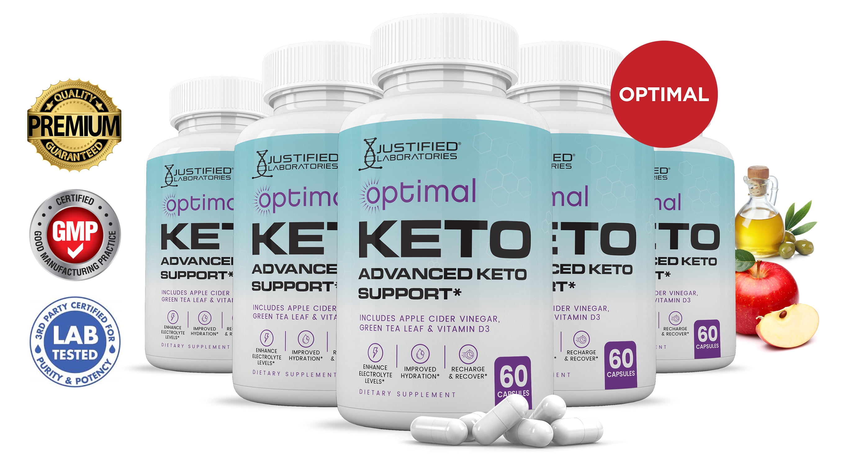 (5 Pack) Optimal Keto ACV Pills 1275mg Alternative to Gummies Dietary ...