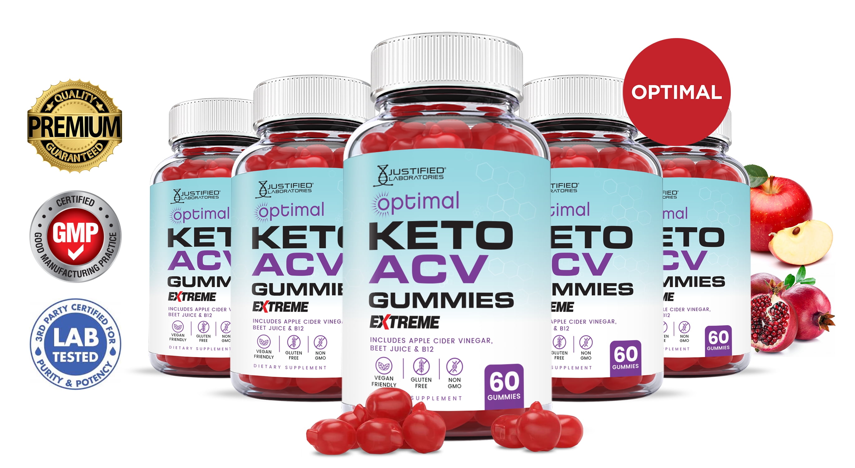 (5 Pack) Optimal Keto Extreme ACV Gummies 2000mg Dietary Supplement 300 ...