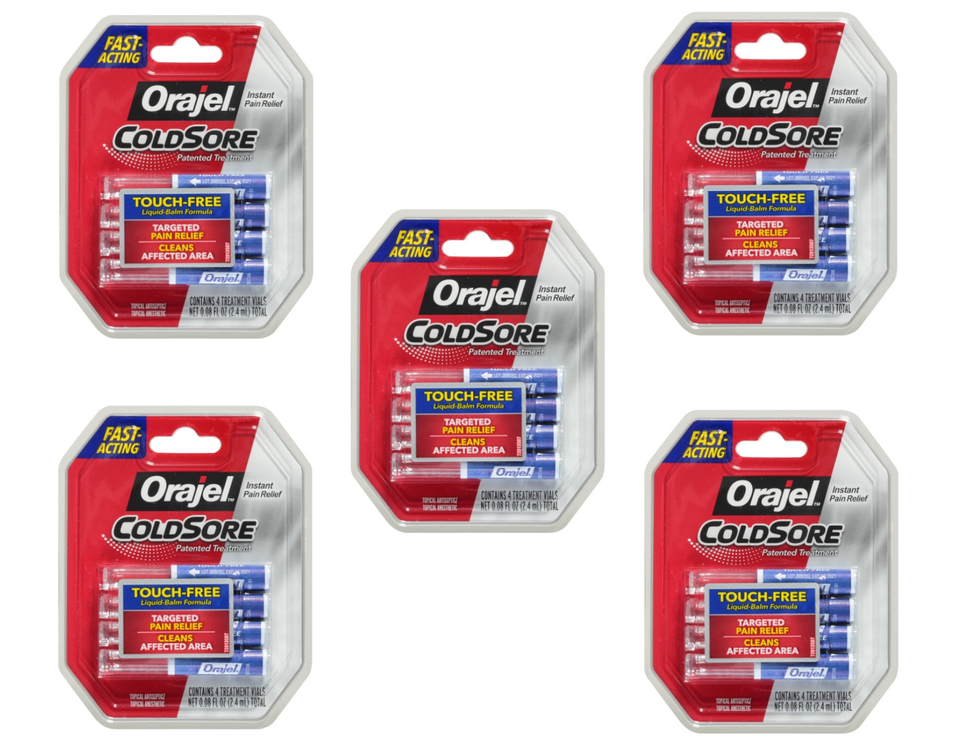 Orajel Touch-Free Cold Sore Applicator, 5 Pack, Pain Relief and ...
