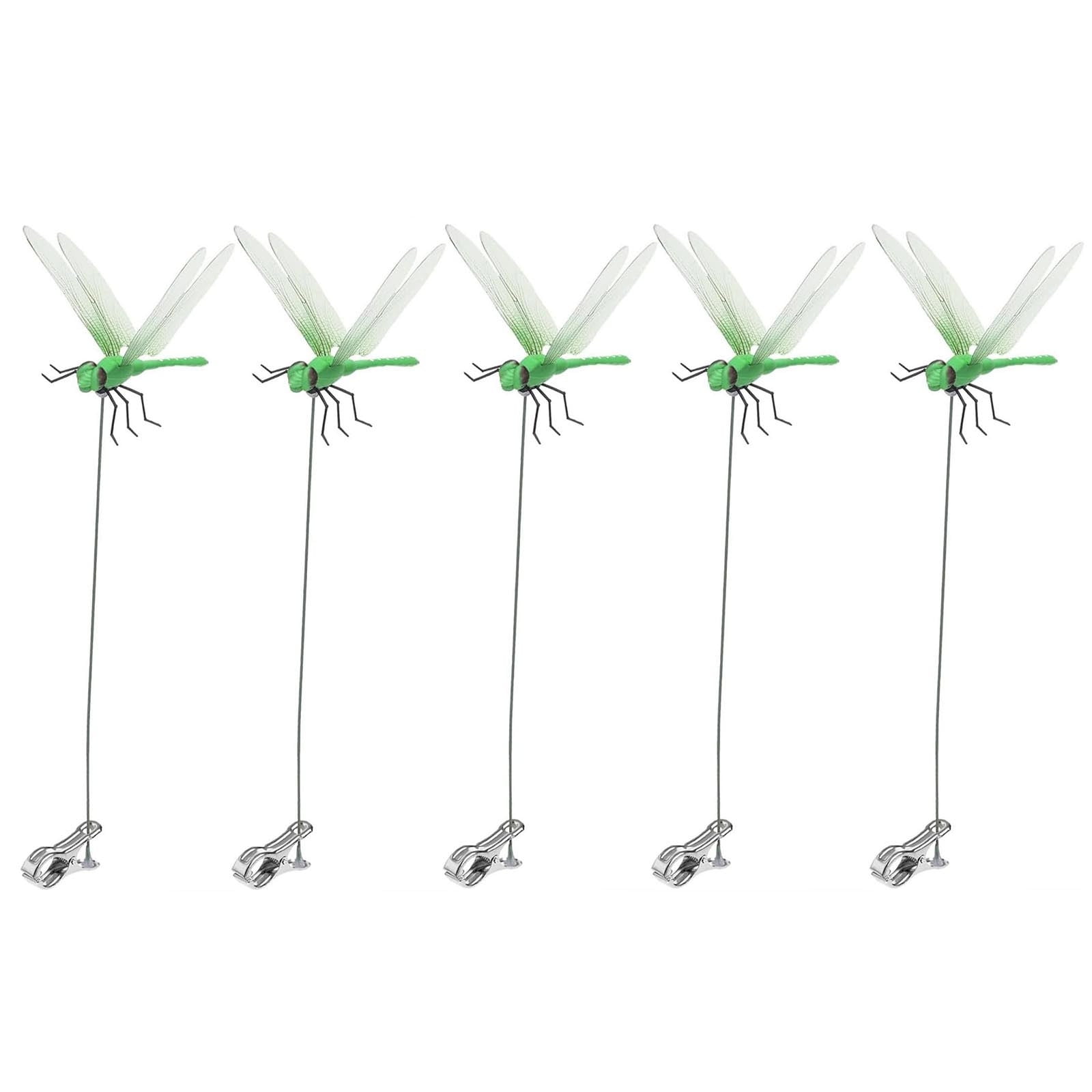 5 Pack Outdoor Fake Dragonfly Rod Clip, 3D Dragon Fly Garden Stakes ...
