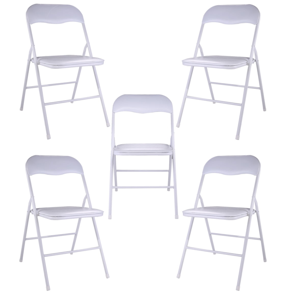 5 Pack PVC Folding Chairs for Indoor and Outdoor, Metal Accent Folding ...