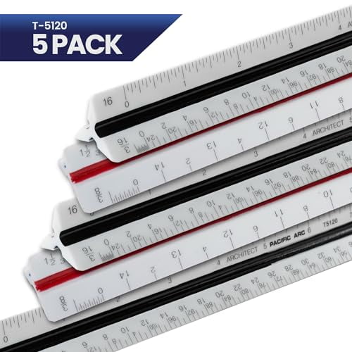 5 Pack | Pacific Arc, Architect Triangle Scale Ruler 12 Inch with Acid ...
