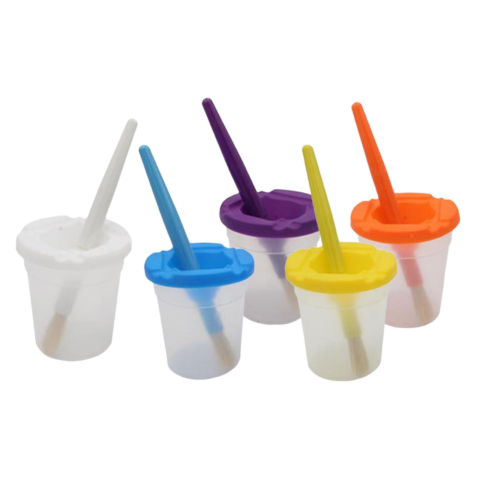 5 Pack Paint Cups Set with Brushes - Paint Cups with Lids, Light Color ...