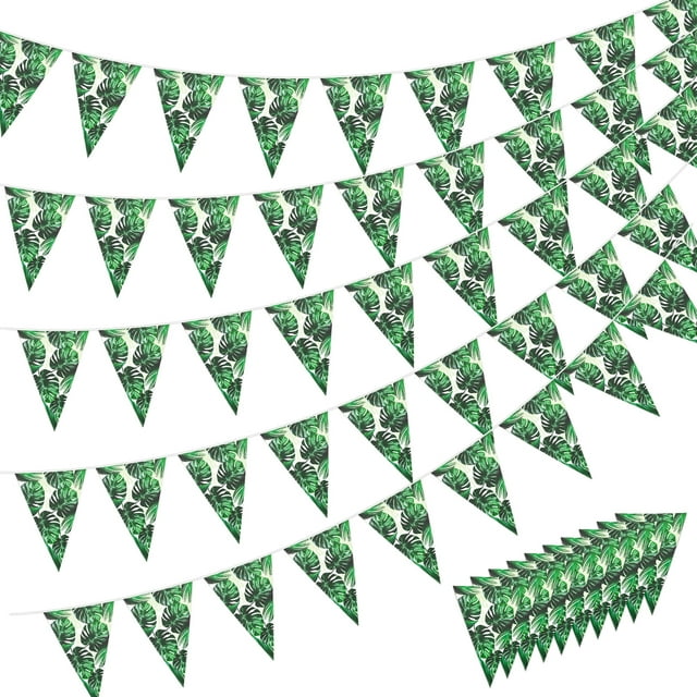 Hegbolke Palm Leaves Pennant Banner Flags, 5 Pack, for Hawaiian Luau ...